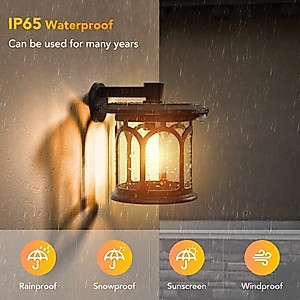 Solar Wall Lights Outdoor 2 Pack, AGPTEK Motion Sensor Solar Lights with 3 Lighting Modes, Dusk to Dawn Wall Lanterns Waterproof Solar Lantern Sconce Lights for Patio, Porch, Garage, Barn, Garden