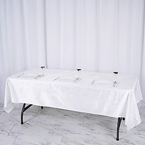 Tableclothsfactory 60 x 102 Inch White Rectangle Tablecloth - Premium Velvet Table Cloth for Wedding, Party, Banquet, and Events