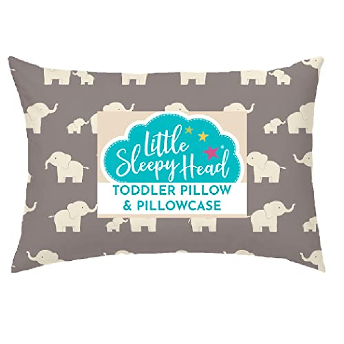 Toddler Pillow with Toddler Pillowcase - Soft Hypoallergenic - Best Pillow for Kids! Better Neck Support and Sleeping! Better Naps in Bed, a Crib, or at School! Makes Travel Comfier! (Elephant Gray)