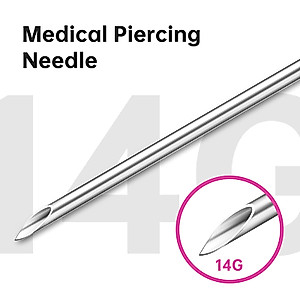 Gospire 30Pcs 14G Piercing Needles for Nose Ear Stainless Steel Needles Tattoo Supplies Disposable Body Piercing Needles Sterilized Surgical Steel (14G-30pcs)