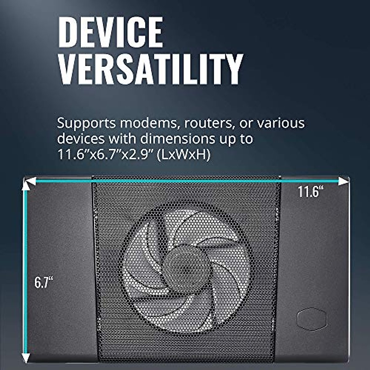 Cooler Master NotePal Connect Stand Network Devices Cooling Solution, Metal Mesh, SickleFlow 120 Reverse Edition Fan, and USB Connectivity
