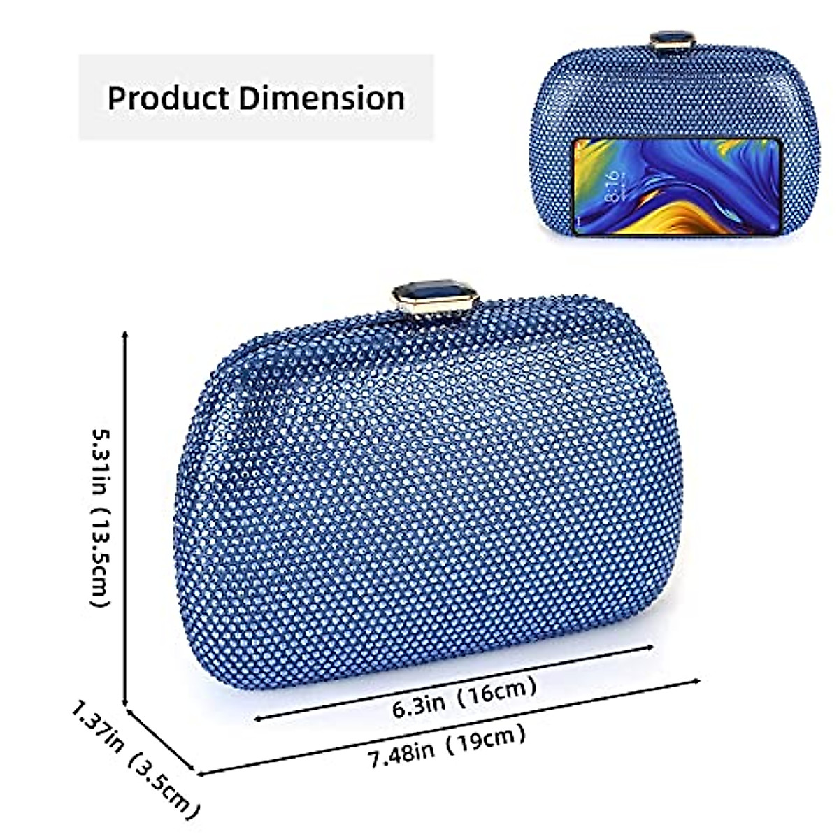 RAPENG Women's Evening Bag Rhinestones Glitter Clutch Wedding Bridal Purse Sparkle Cocktail Party Prom Handbag