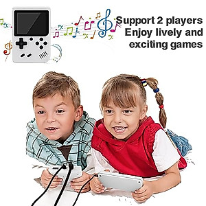 Retro Handheld Game Console with 500 Classic FC Games, Portable Retro Video Game Console, 3-inch LCD Screen and Add-on Controller, Handheld Game Console Supports Connection to TV and Two Playe (White)