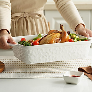 Dafuceramic Casserole Dish for Oven, 4.2 QT Baking Dish, 9x13 Large Porcelain Baking Pan, Durable Rectangular Lasagna Pan Deep with Handles, Microwave Oven Safe