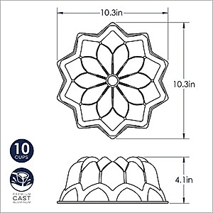 Nordic Ware Vintage Star Bundt Cake Pan, quotL x 9.67&quotW x 3.9&Quoth, Silver