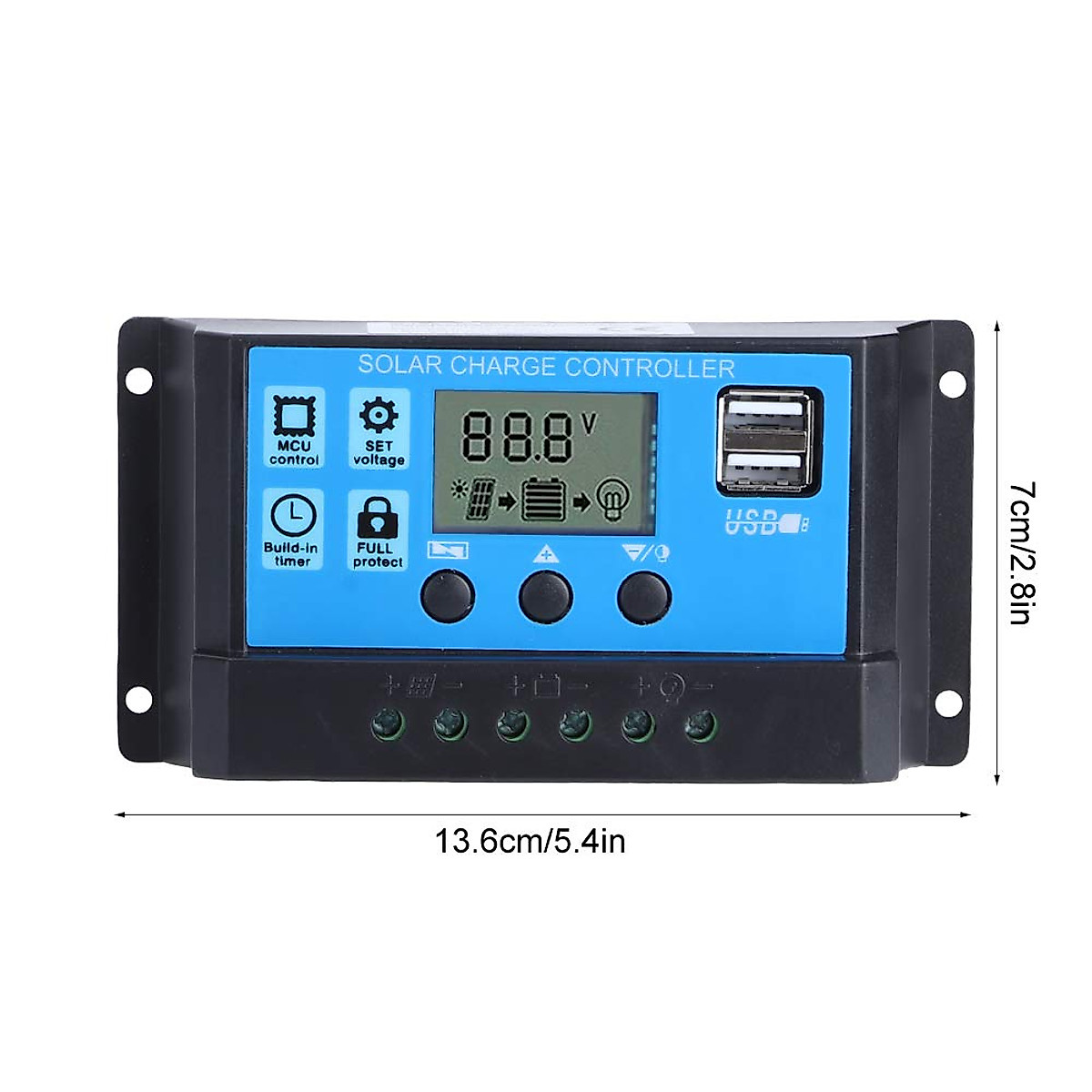 Solar Panel Regulator, Double USB with Digital Display Solar Charge Controller, for Home Yard Commercial Outdoor