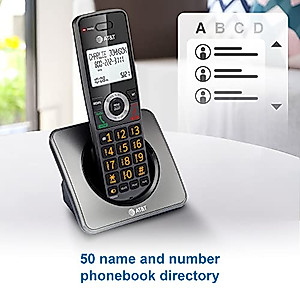 AT&T GL2101-2 DECT 6.0 2-Handset Cordless Home Phone with Call Block, Caller ID, Full-Duplex Handset Speakerphone, 2" White Backlit Display, Lighted Keypad (Graphite & Black)