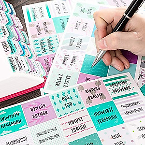 Laminated Bible Tabs for Women and Girls (Large Print, Easy to Read), Women Bible Journaling Book Tabs, Christian Gift, 90 Colorful Bible Tabs Old and New Testament, Includes 24 Blank Tabs