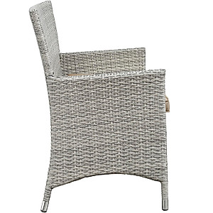 Modway Bridge Wicker Rattan 4-Piece Outdoor Patio Furniture Set in Light Gray Beige