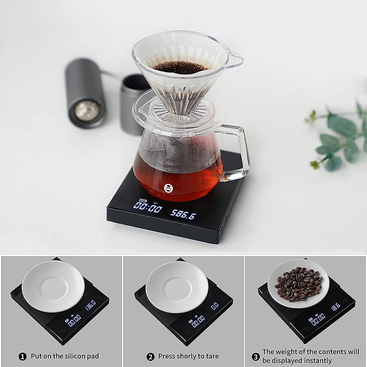 TIMEMORE Coffee Scale Basic+Scale Coffee Scale with Timer,2000 Grams, Black…