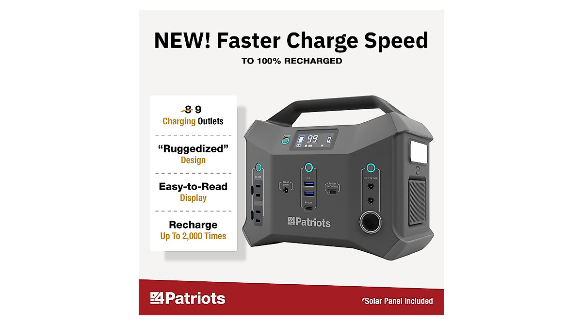 4Patriots Patriot Power Sidekick Solar Generator - Portable 300wH Power ...