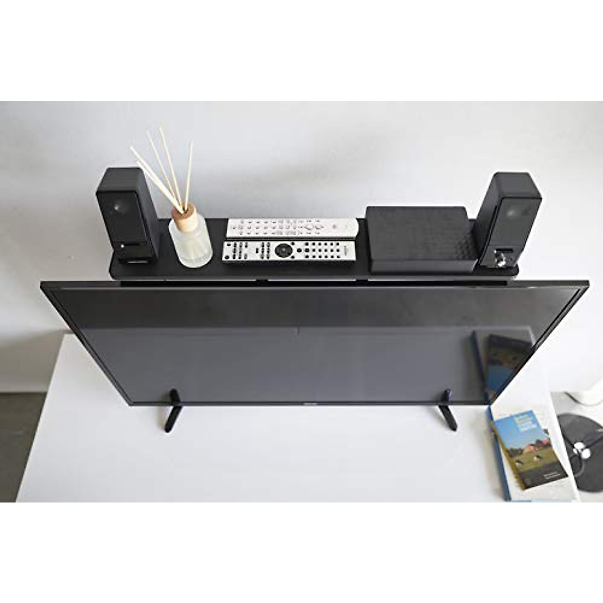 Yamazaki Home Smart VESA-Compliant TV Shelf floating shelves, One Size, Black