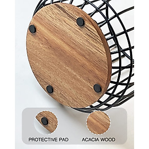 getstar Kitchen Utensil Holder, Large Wire Utensil Holder for Kitchen Counter (W6.2” x H7.5”) with Acacia Base