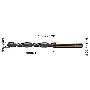 uxcell Reduced Shank Twist Drill Bits 8.5mm High Speed Steel 4341 with 8.5mm Shank 2 Pcs for Stainless Steel Alloy Metal Plastic Wood