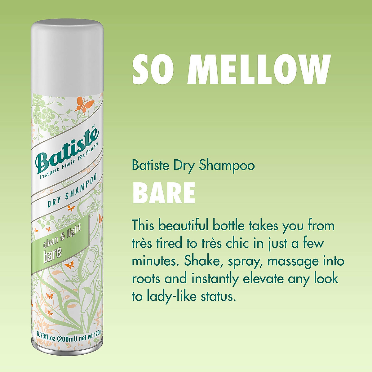Batiste Dry Shampoo, Bare Fragrance, 200ml 120g (Pack of 3)