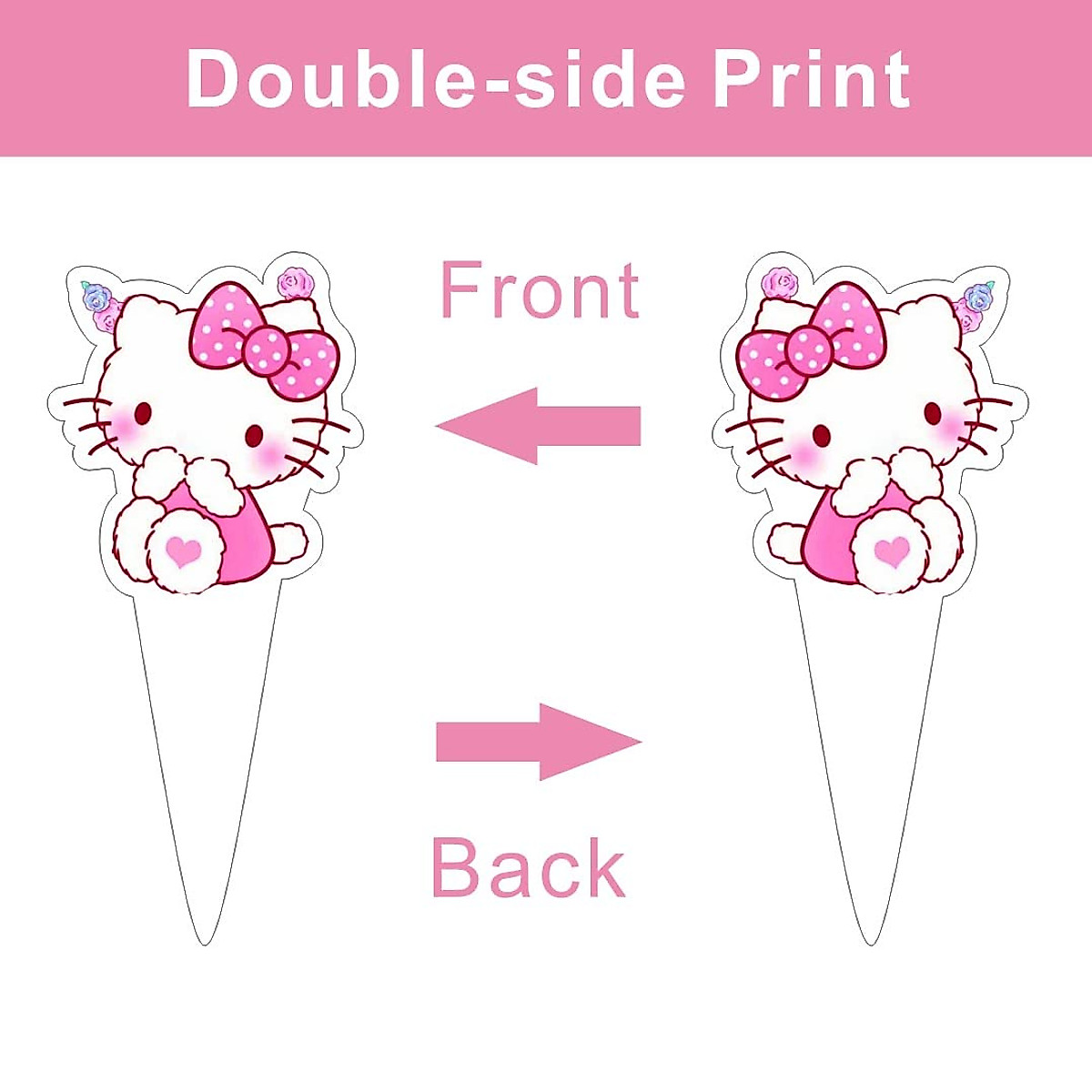 25pcs Kitty Cake Decorations with 1pcs Cake Topper, 24pcs Cupcake Toppers for Girls Birthday Party Decorations