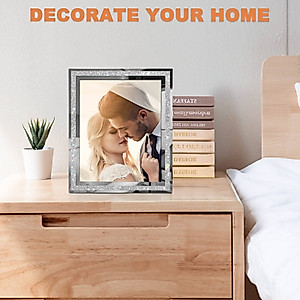 IZIDDO 8x10 Picture Frames Set of 2, Glitter Photo Frame for Tabletop, Silver Glass Picture Frame, Graduation Gifts for Her, Horizontally or Vertically