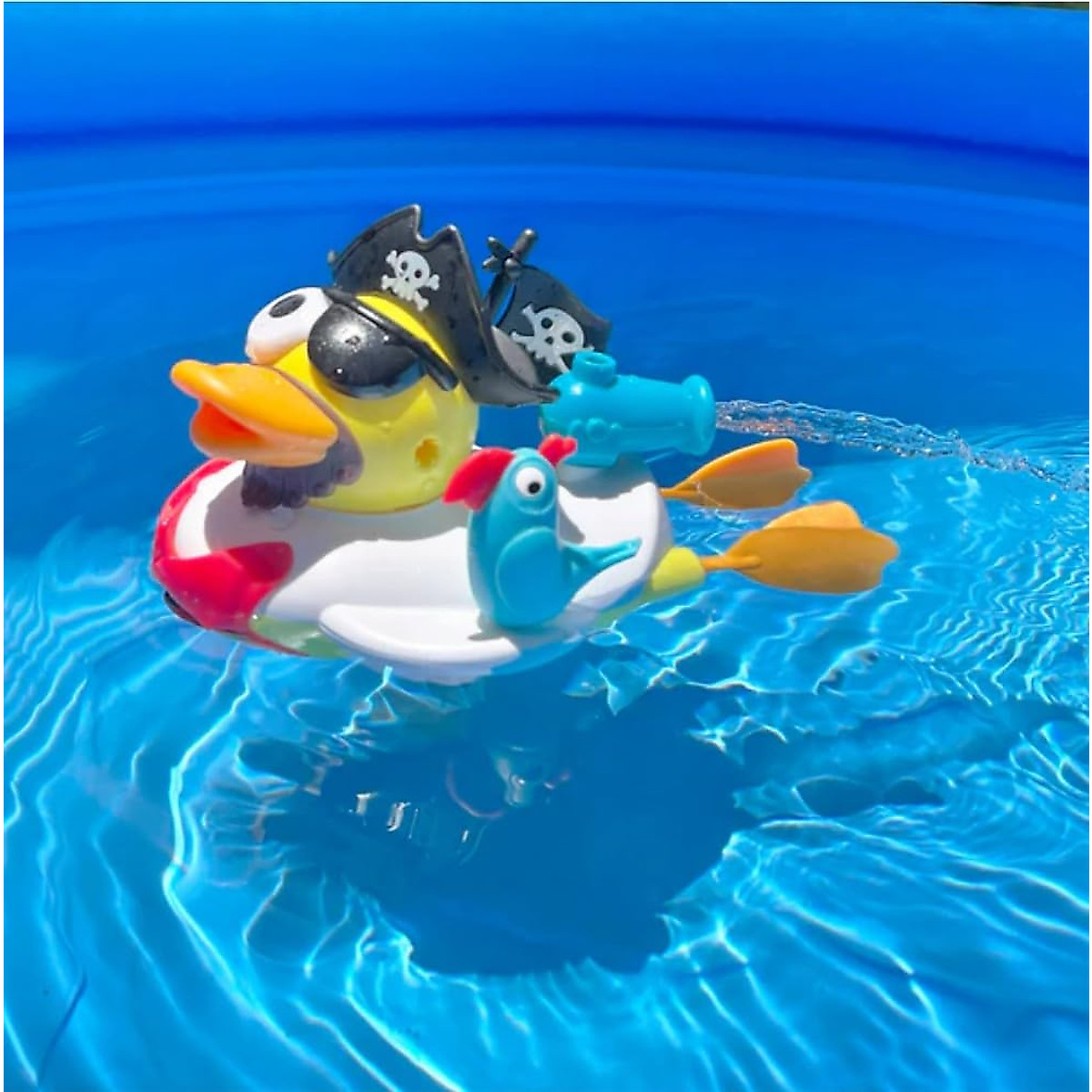 Yookidoo Jet Duck Pirate Bath Toy with Powered Water Cannon Shooter - Sensory Development & Bath Time Fun for Kids - Ages 2+