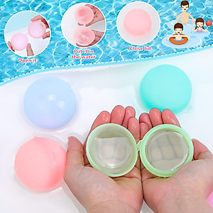 Subao Reusable Water Balloons(16 PCS), Summer Water Balls Outdoor Pool Toys, Self-Sealing Water Bomb for Kids Adults, Quick Refillable Silicone Water Ball, Fun Splash Water Balloon Party Supplies