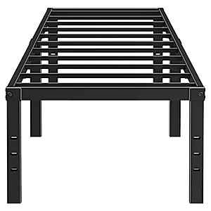 Rooflare Twin Size Bed Frames 18 Inch Tall Max 3500lbs Heavy Duty Metal Twin Size Platform for Boys Girls Kids No Box Spring Needed Black Easy to Assemble-Black