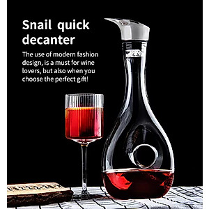 Wine Decanter Built-in Aerator Pourer,Hand Blown Crystal Carafe,Wine Carafe Red Wine Decanter,Pierced Decorative Snail Red Wine Decanters