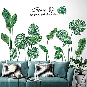 Creative Girls Nursery Room Wall Decoration Art Decor Decals 3D DIY Green Plants Fresh Leaves Peel Stick Wall Stickers Murals Paper for Kids Baby Bedroom Living Room Office Bathroom Wall Corner
