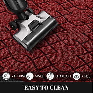 Yimobra Front Door Mats, Heavy Duty Water Absorbent Mud Resistant Easy Clean Entry Outdoor Indoor Rugs,Non Slip Backing, Exterior Mats for Outside Patio Porch Farmhouse, 29.5 x 17, Red