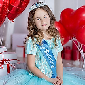 BAHABY Birthday Crown for Women, It's My Birthday Sash & Rhinestone Tiara Set Princess Birthday Sash and Tiara for Women Birthday Decorations Rhinestone Headband for Women Girls- Blue