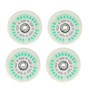 Gaweb Skating Shoes Wheels,4Pcs 76/80mm Skating LED Luminous Flashing Inline Roller Skates Shoes Wheels Green 80mm