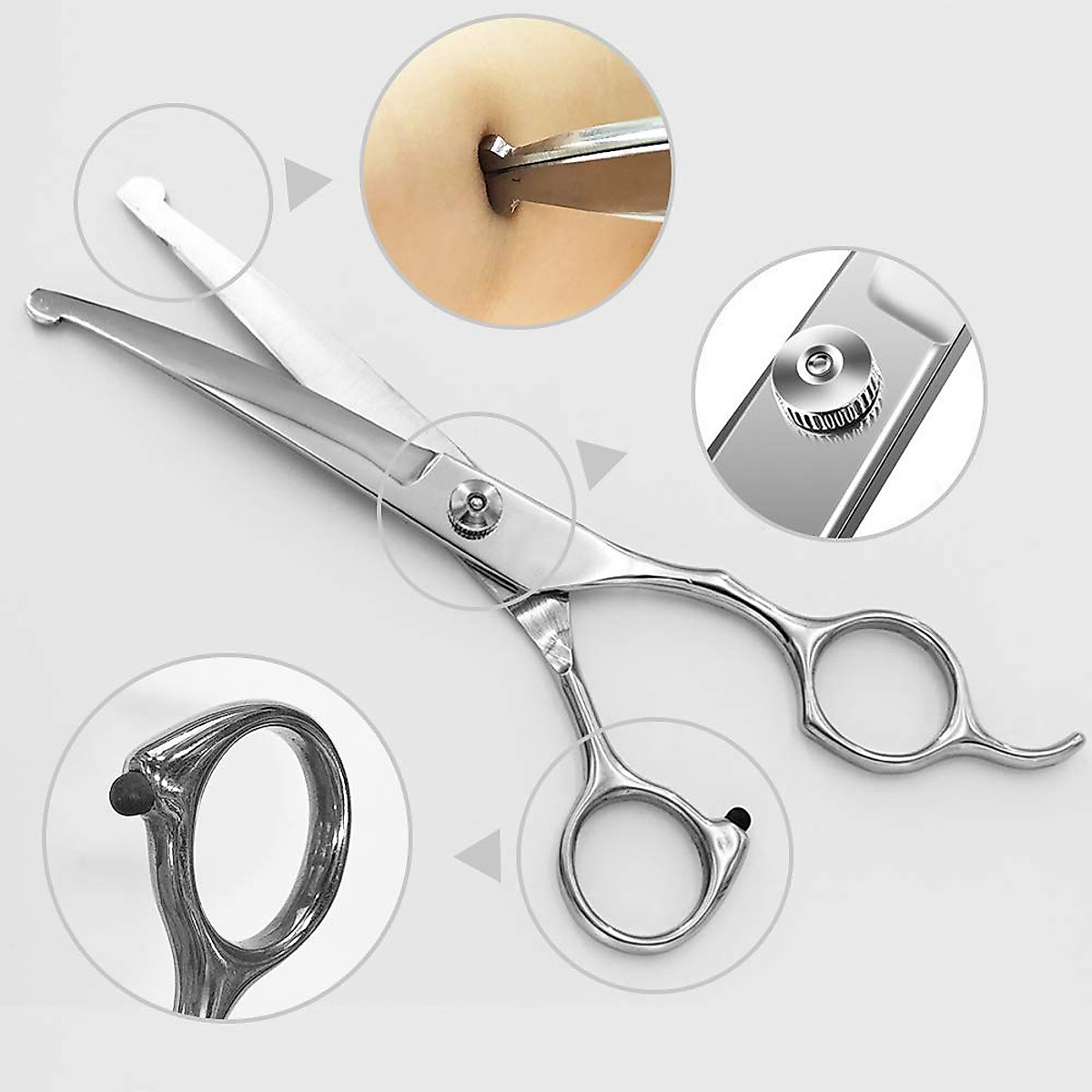 WUXIAN Dog Grooming Scissors,5 in 1 Cat Dog Grooming Scissors Set,Safety Round Tip,Heavy Duty Stainless Steel Dog Grooming kit Suitable for a Variety of Pets