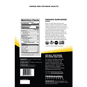 Terrasoul Superfoods Organic Hulled Sunflower Seeds, 2 Pounds