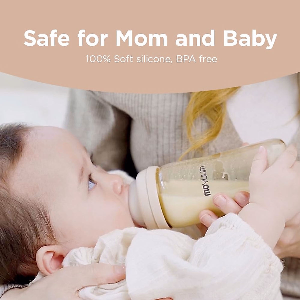 MOYUUM PPSU All in One Baby Bottle, PPSU Baby Bottle for Breastfeeding Babies, Anti-Colic Wide-Neck Non-Tip Stable Base, Easy to Clean Natural Baby Bottle Cloud Edition 170ml, 6oz, Stage 1 (Slow Flow)