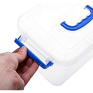 4-Liter Clear Storage Latch Box with Lids, 5 Pack Plastic Latch Bin for Home, Classroom, Garage