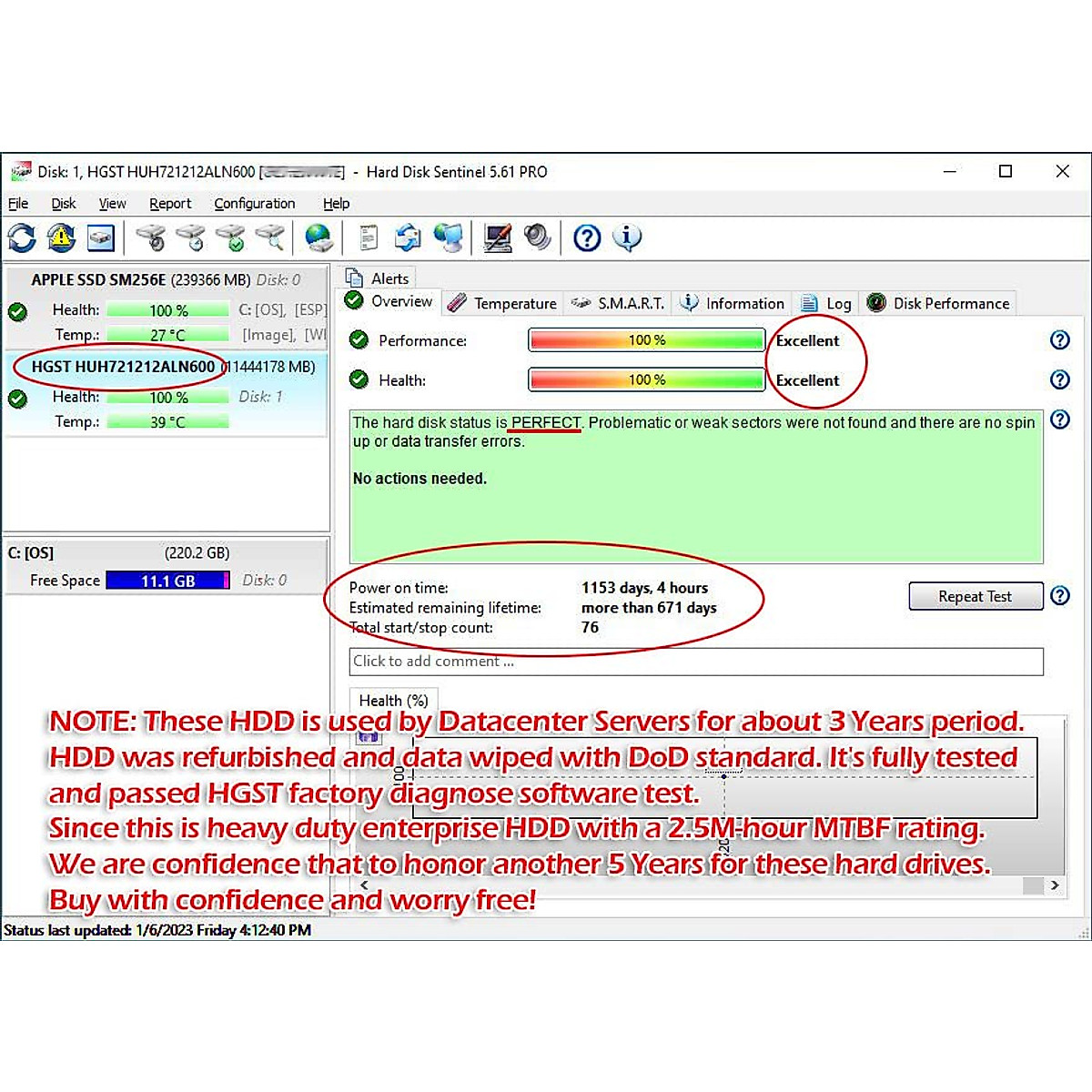 Western Digital Ultrastar DC HC520 HUH721212ALN600 12TB 7200RPM 256MB Cache SATA 6.0Gb/s 3.5" Enterprise Hard Drive (Renewed)