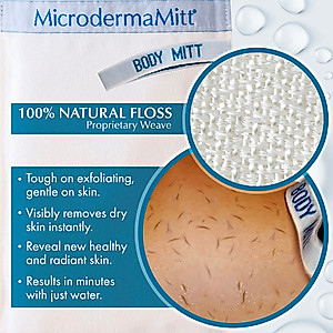 MicrodermaMitt Deep Exfoliating Mitt for Shower – Dead & Dry Skin Remover - Keratosis Pilaris – Body Exfoliator Glove for Men & Women - No Dyes