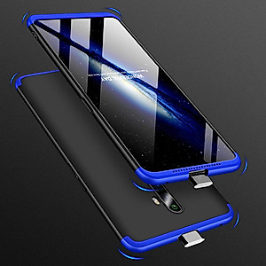 ZSCHAO Case for Oppo Reno2 Z Oppo Reno 2Z 360 Degree Ultra Slim Anti-Shock with Tempered Glass Case Compatible with Oppo Reno2 Z Hard Shockproof Full Matte Case Cover Black + Blue