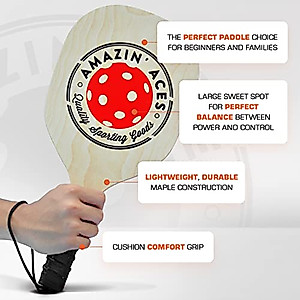Amazin' Aces Pickleball Paddles - Pickleball Set - USAPA-Approved Pickleball Rackets for All Levels and Ages (Wood)