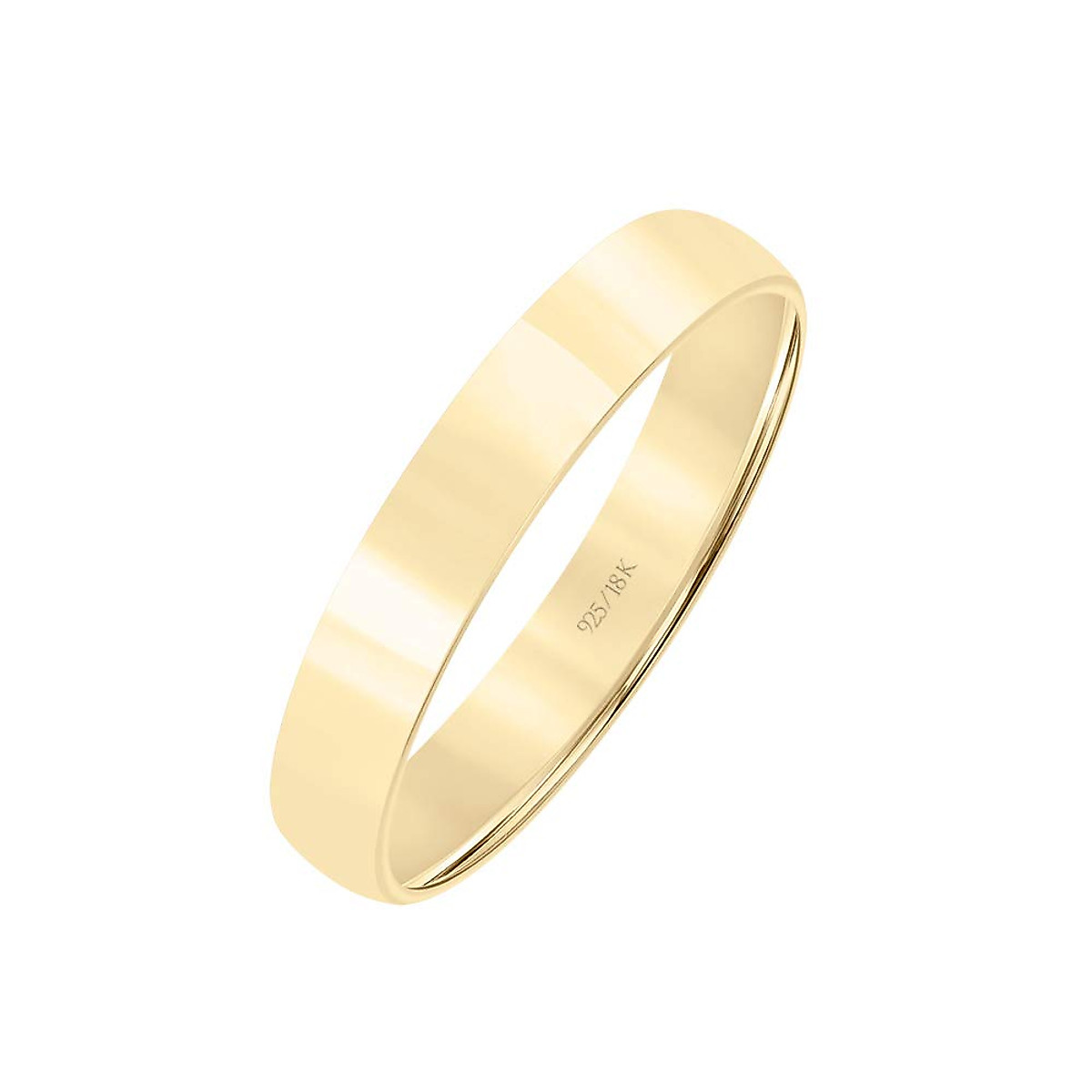 Brilliant Expressions 18K Yellow Gold Plated Sterling Silver Low Dome Matte Plain Wedding Band, 4mm, Size 9