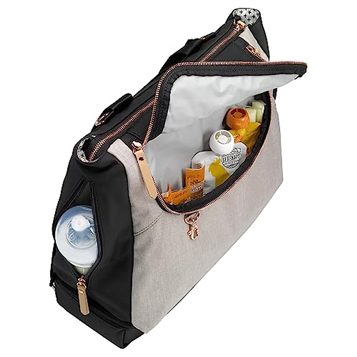 Petunia Pickle Bottom Pivot Backpack | Multiple carrying options (backpack or tote) | Insulated Pockets to Keep you Organized | Modern Silhouette with a Roomy Interior | Sand/Black