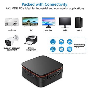 KAMRUI AK1 Mini PC Windows 10 Pro, 4K Mini Computer Intel Celeron J3455 Processor(up to 2.3GHz) Micro Desktop PC, 4GB DDR3/64GB eMMC, 2.4G+5G Dual WiFi, Gigabit Ethernet, BT 4.2