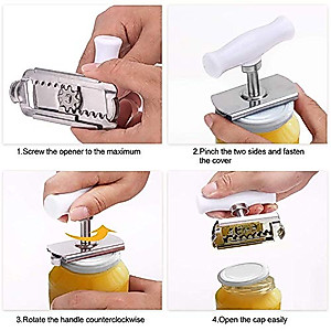 Jar Opener Stainless Steel Adjustable Tool for 1-4 inches Bottle Can Lids, Fit Seniors, Arthritis, Women, Chilren, Weak Hands