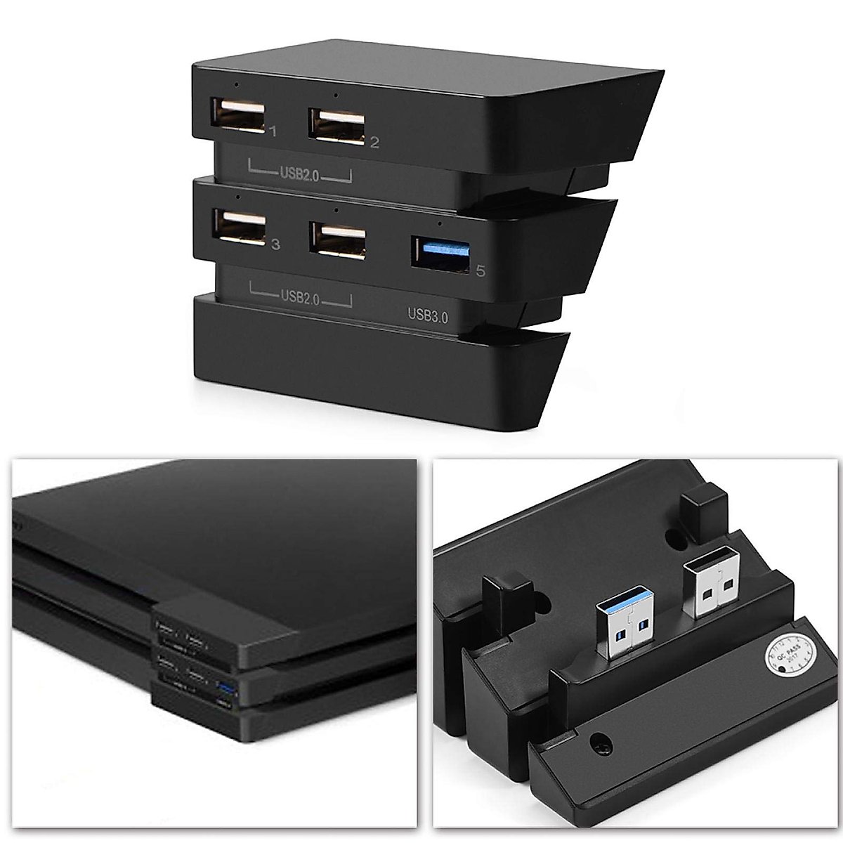 Santing ABS USB Hub, Professional Multi-Port USB Hub, with LED Indicators for Ps4 Pro Console Easy Installation Ps4 Pro Default