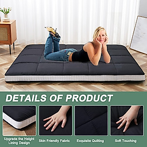 LILYPELLE Japanese Floor Mattress Futon Mattress, Foldable Mattress, Roll Up Mattress Sleeping Tatami Mat Floor Lounger Guest Bed, Easy to Store and Portable for Camping Couch, Twin Full Queen