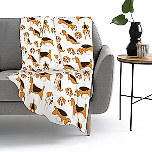 Beagle Dog Throw Blanket Super Soft Warm Blanket Flannel Fleece Blankets for Sofa, Couch, Bed for All Season 50"X40"