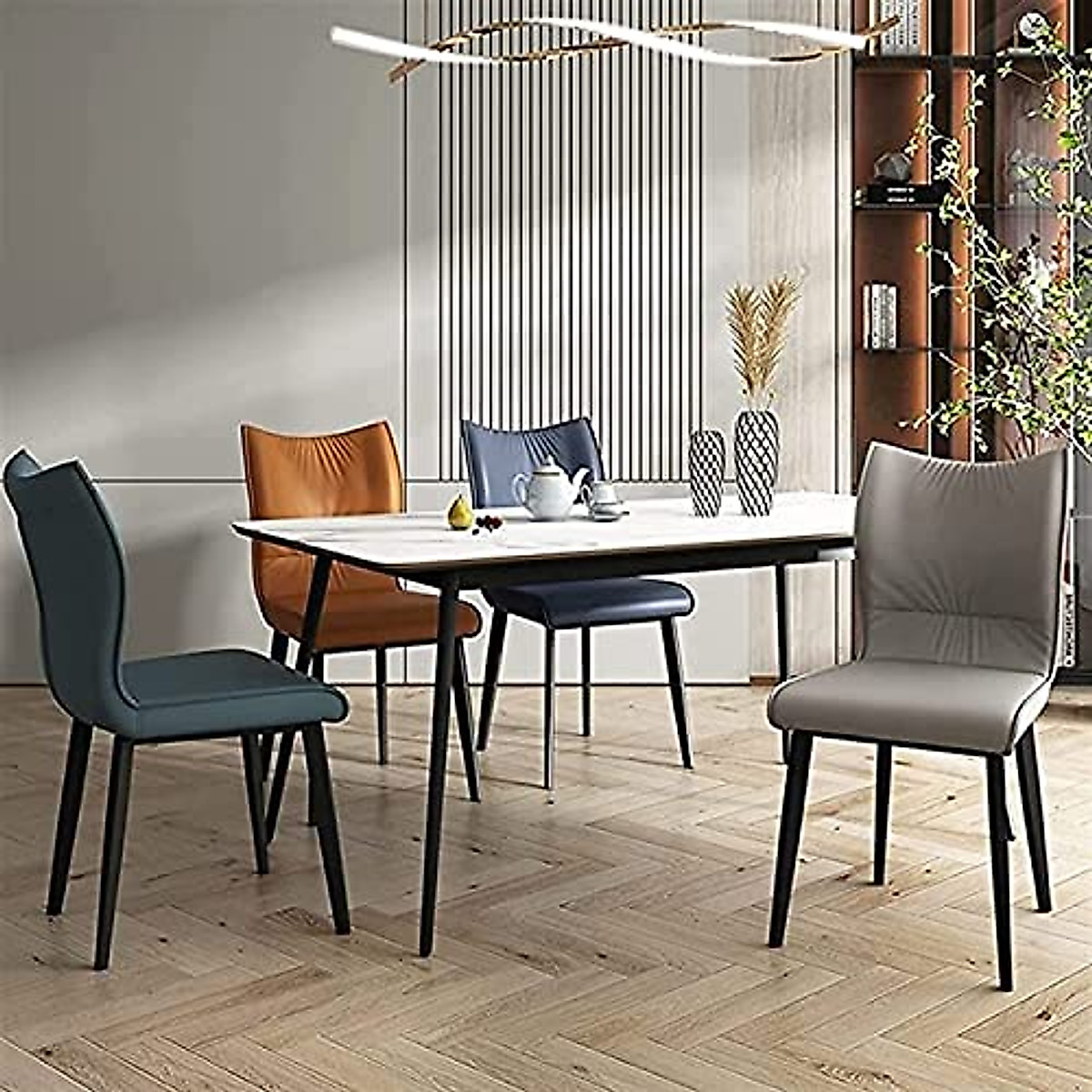 Chairs Kitchen Dining Chairs Set of 4 Modern Upholstered Dining Chairs Soft PU Leather Cushion Seat Business Reception Chair (Color:Orange)