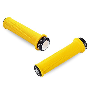 FIFTY-FIFTY Mountain Bike Handlebar Grips, Single Lock-on MTB Grips, Comfortable and Lock On, Non-Slip Bicycle Handle, Fit for All Mountain, Enduro, Downhill (Yellow)