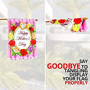 Anley 56" Solid Pine Wooden House Flagpole - Fit Standard 3x5 Ft Flag - Wood Flag Pole with Tangle Free Adjustable Rotating Ring - Wall Mount Wood Flag Pole for Garden, Yard, Porch and Estate