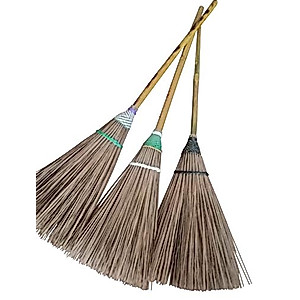 Heavy-Duty Coconut Leaf Stick Broom Outdoor Indoor Commercial Perfect for Lobby Mall Market Floor Garage Courtyard