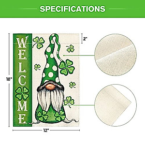 AVOIN colorlife Welcome St Patricks Day Garden Flag 12x18 Inch Double Sided, Leprechaun Gnome Shamrock Lucky Clover Holiday Yard Outdoor Flag