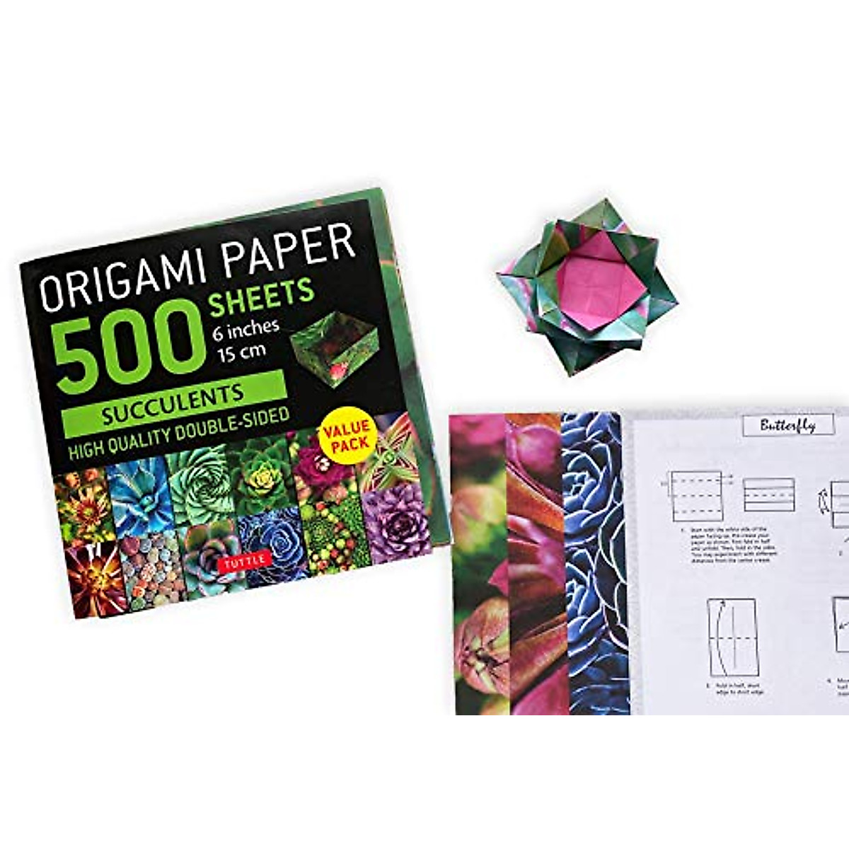 Origami Paper 500 sheets Succulents 6" (15 cm): Tuttle Origami Paper: Double-Sided Origami Sheets with 12 Different Photographs (Instructions for 6 Projects Included)